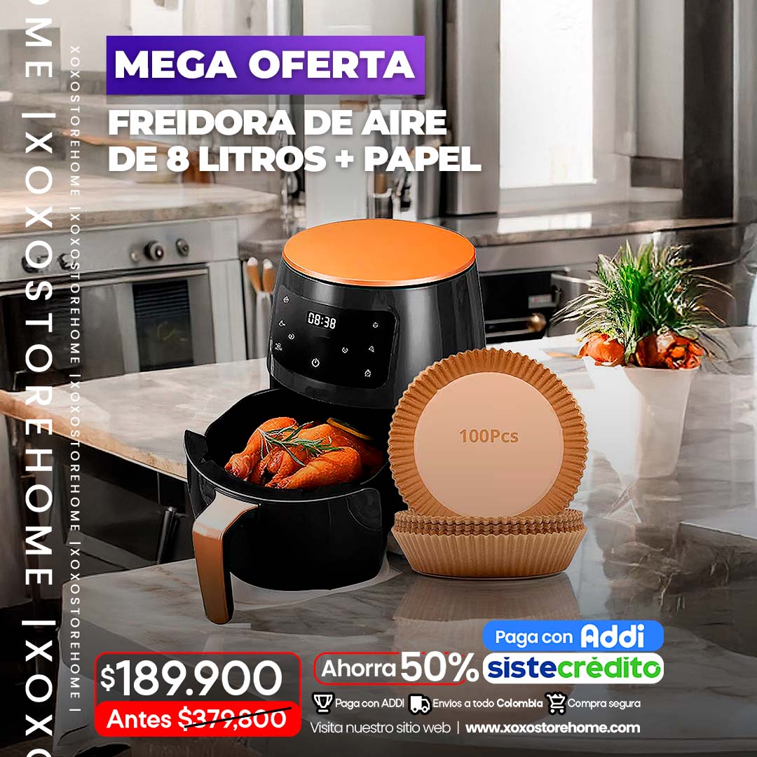 Freidora de aire XOXO STORE 8 litros + 100 papel de freidora – Xoxo ...