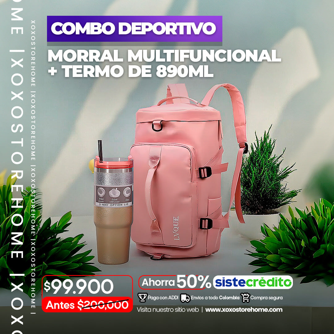 COMBO DEPORTIVO MORRAL MULTIFUNCIONAL+TERMO VIRAL DE 890 ML – Xoxo ...